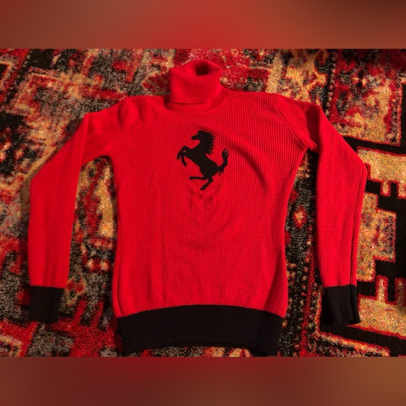 Ferrari | Sweaters | Vintage Ferrari Spa 0 Italian Wool Red Navy Womens ...